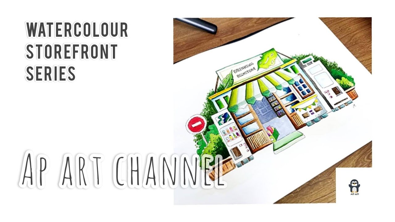 Easy Watercolour Storefront Painting | Beginner | Step by step Tutorial ...