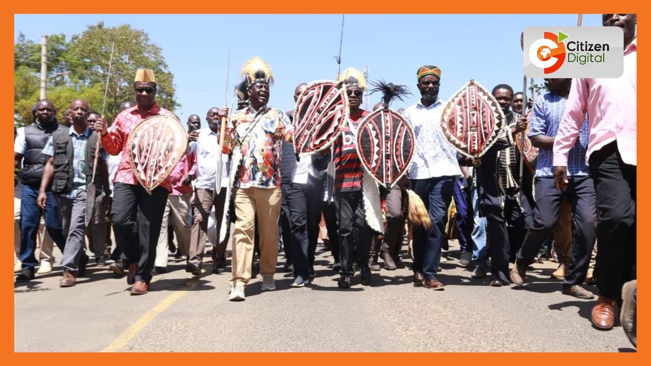 “Jowi, Jowi, Jowi,” Raila Odinga, donned in Luo traditional attire pays ...