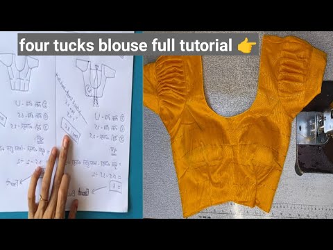 four tucks blouse stitching & cutting | four Dort blouse full tutorial | four dot blouse ...