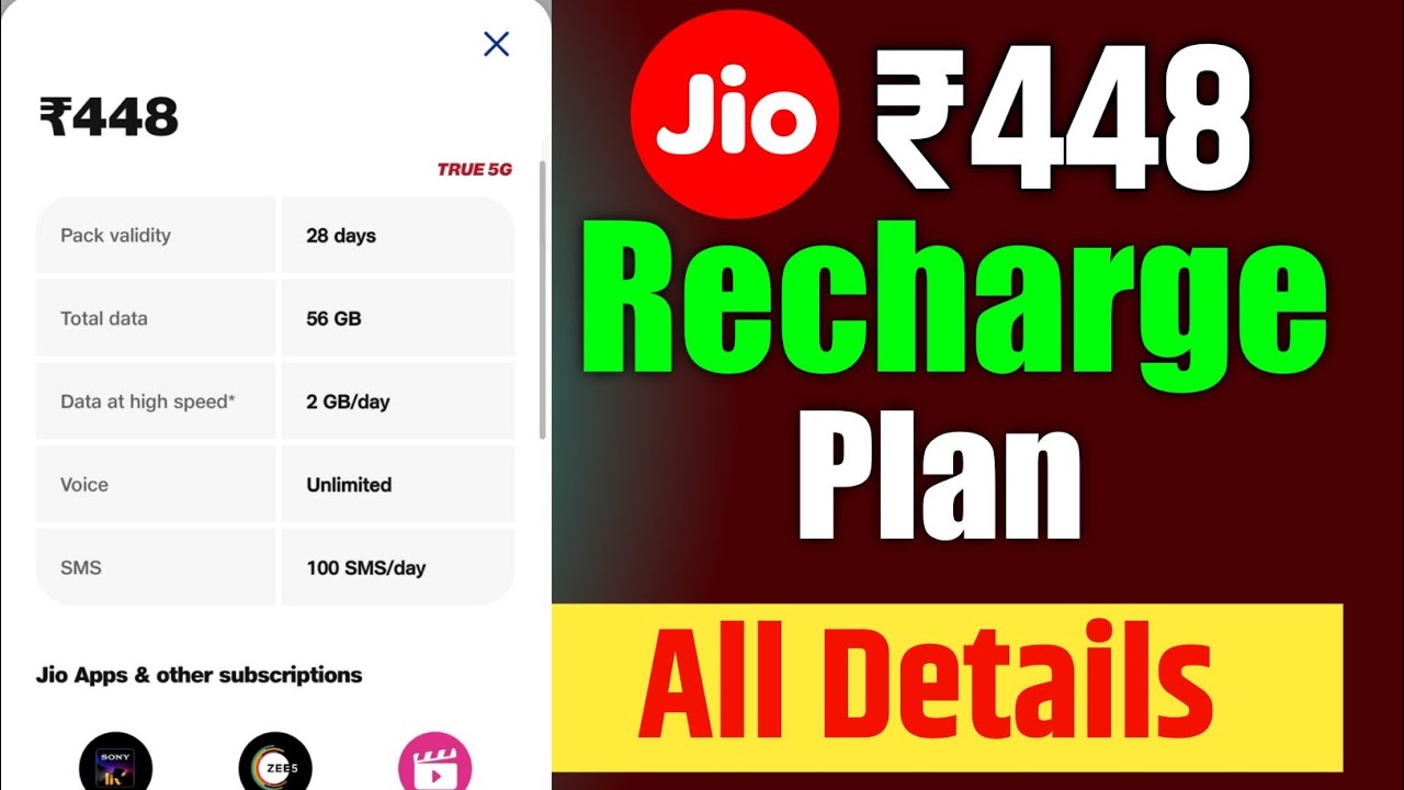 Jio ₹448 Recharge Plan All Details 🔥 | Jio ₹448 Plan Velidity And Data | Jio ₹448 All Details ...