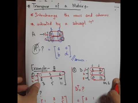Transpose and Determinant of 2X2 Matrix || MATRICES - 2 - YouTube