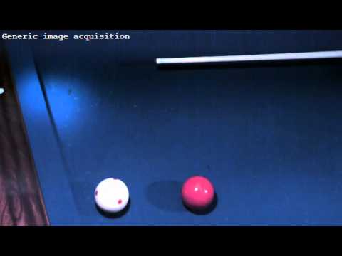 Slow-Motion. Cue and balls movement in a follow shot with cushion ...