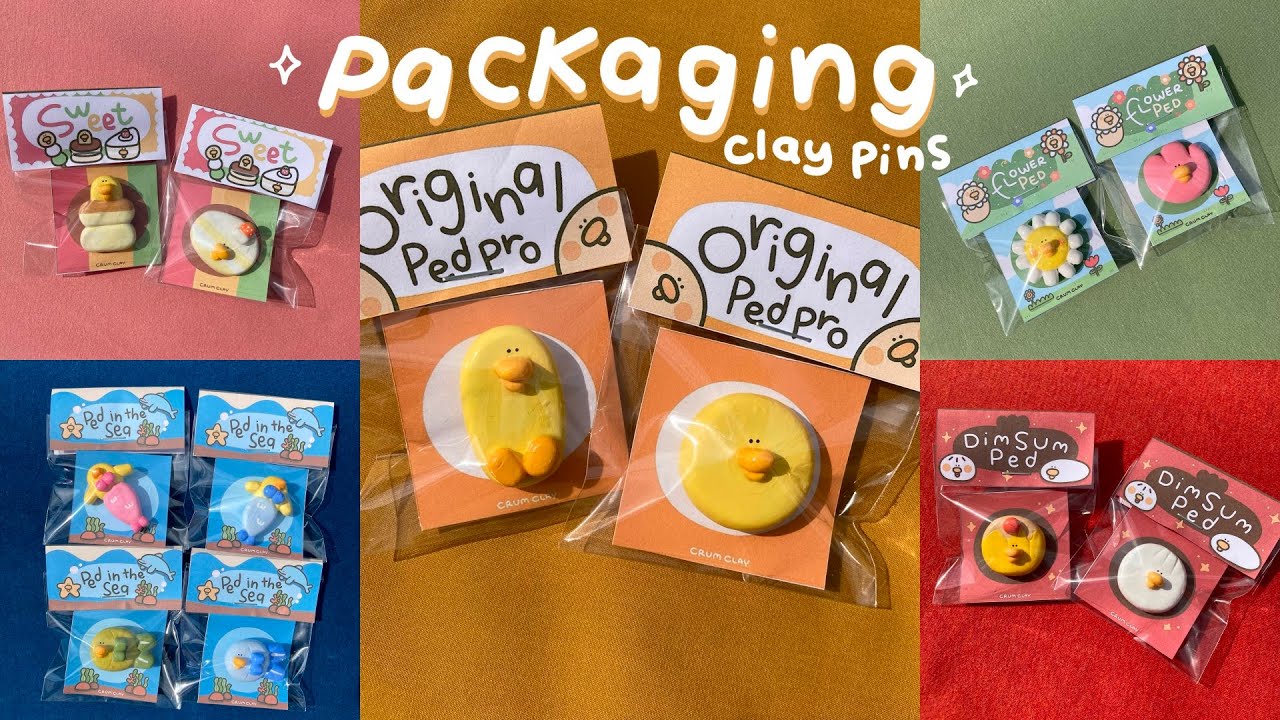 How to make… packaging (📌clay pins ver.) l crumclay - YouTube