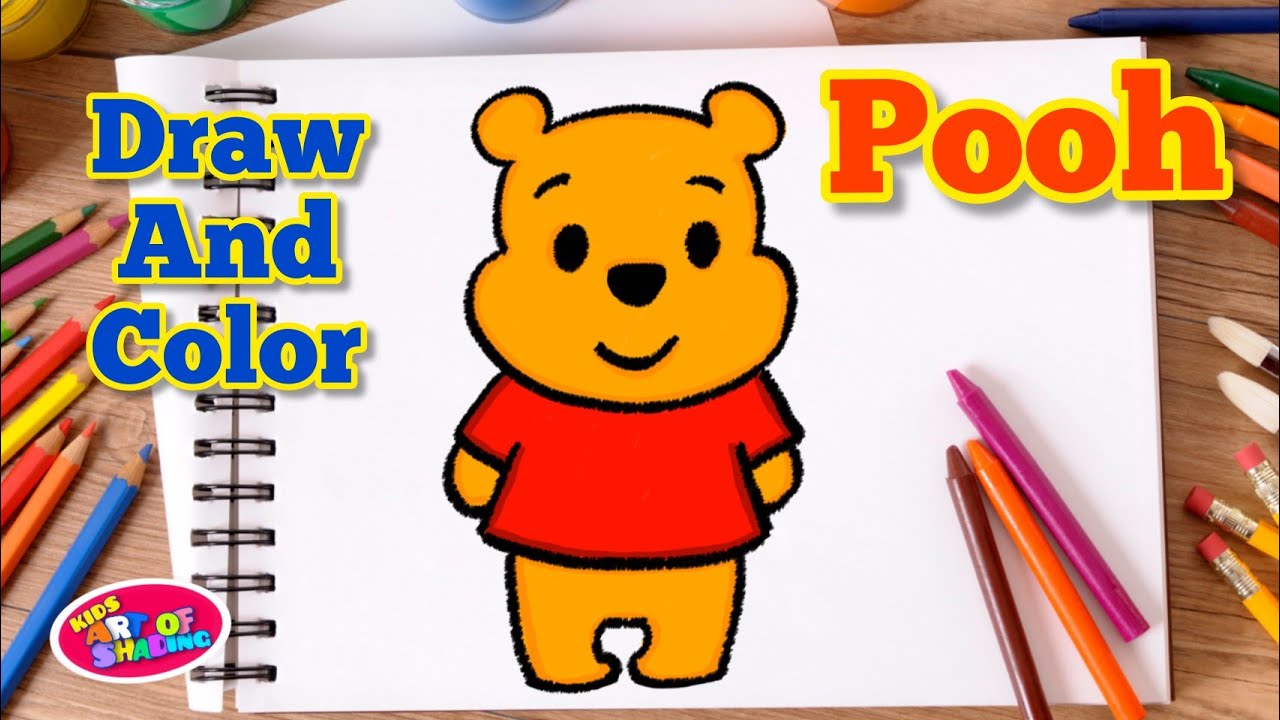 How To Draw Winnie the Pooh | Disney | Kids art of shading | Drawing ...