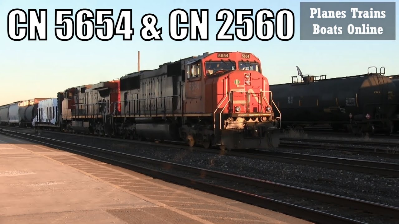 CN A491 Manifest Train CN 5654 & CN 2560 Locomotives Strathroy Sub - YouTube