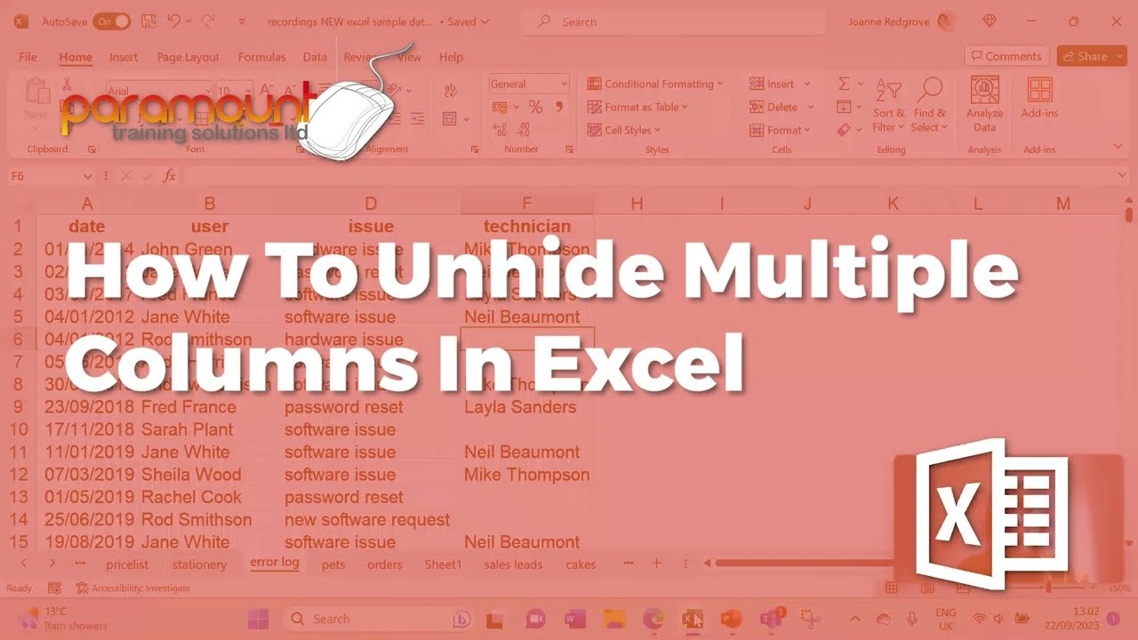How To Unhide Multiple Columns In Microsoft Excel YouTube How To Unhide Multiple Columns In Microsoft Excel YouTube