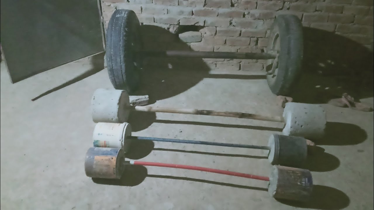 How to make a cement dumbbells for gym at home - YouTube