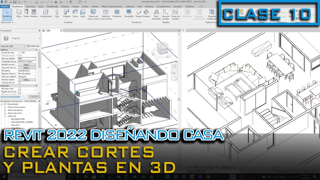 CREAR CORTES Y PLANTAS 3D EN REVIT 2022 - YouTube