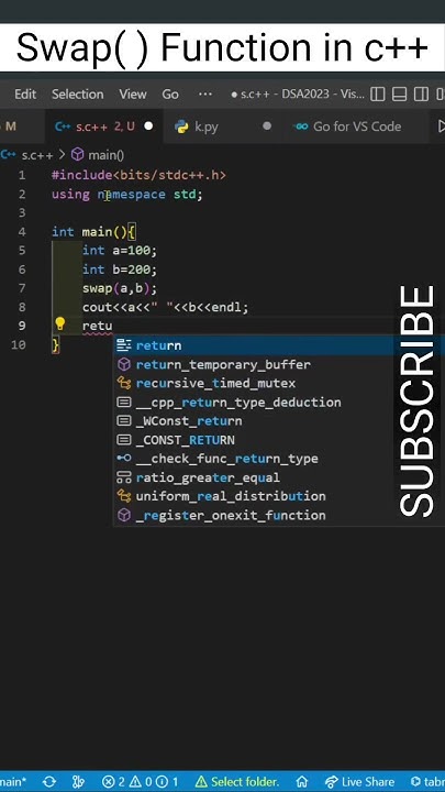 swap two numbers using swap( ) function in cpp #shorts - YouTube