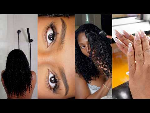 full DIY beauty routine | hair, lashes, nails + girl chat & life update