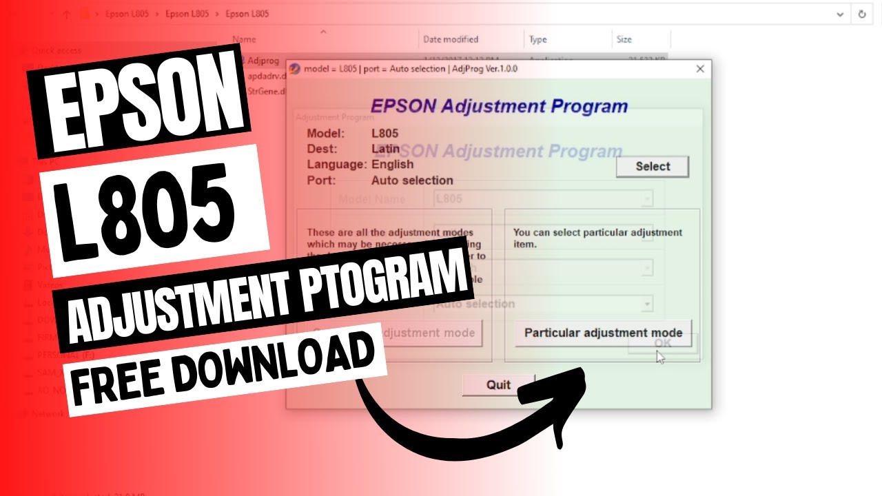 EPSON Printer L805 Adjustment Program Free Download - YouTube