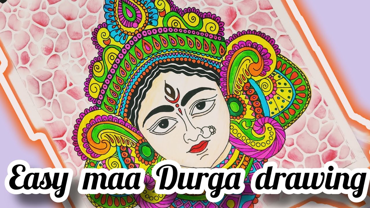 Durga Maa Drawing/Oil pastel drawing Step by step/ how to draw maa ...
