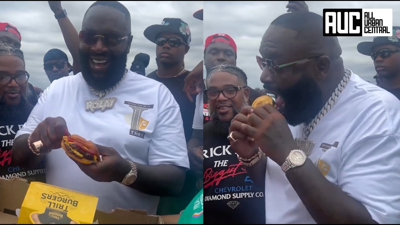 Rick Ross Tries Bun B Trill Burger For The First Time At His Car Show ...