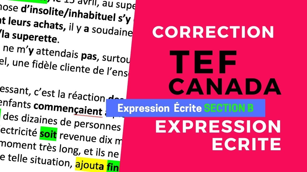 Section B Expression Ecrite #6 - TEF CANADA - YouTube