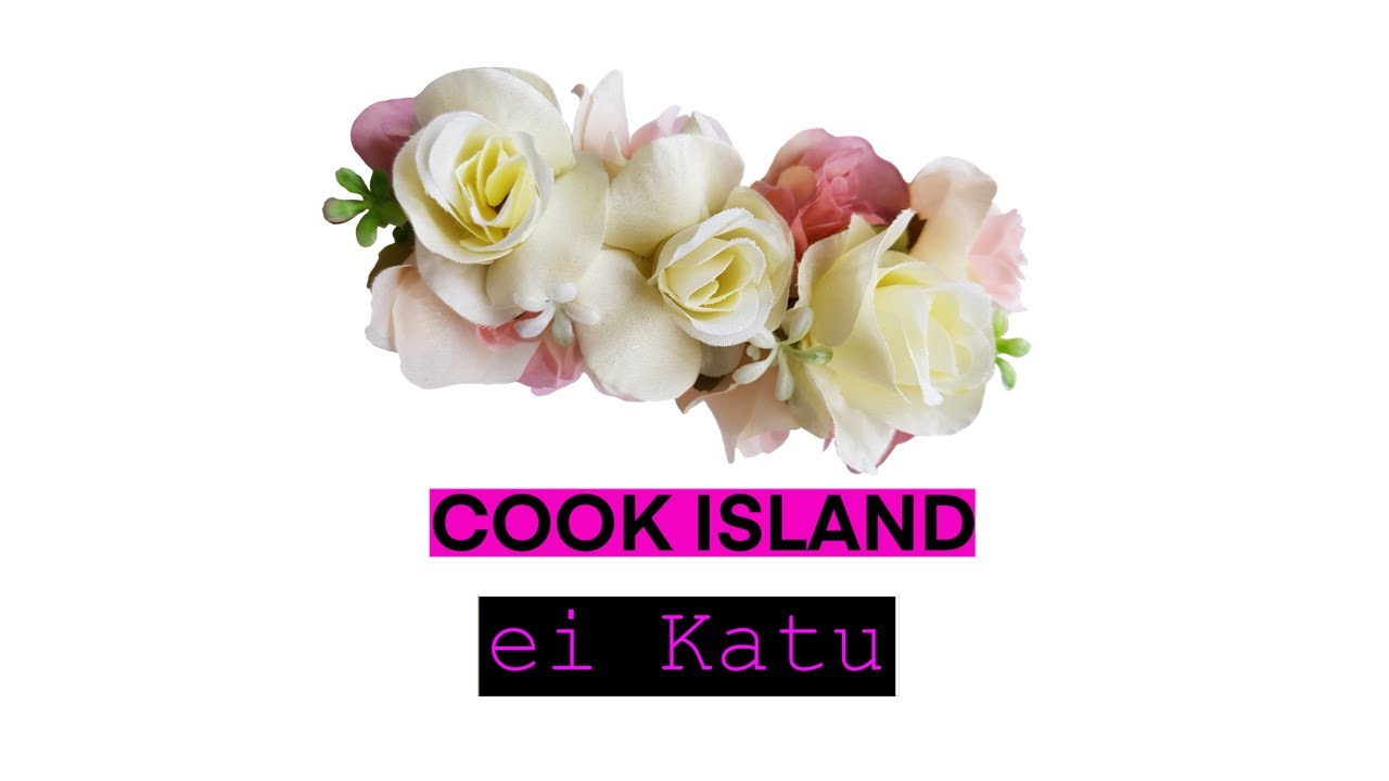 Cook Island ei katu(flower crown) using white and pink synthetic Roses ...