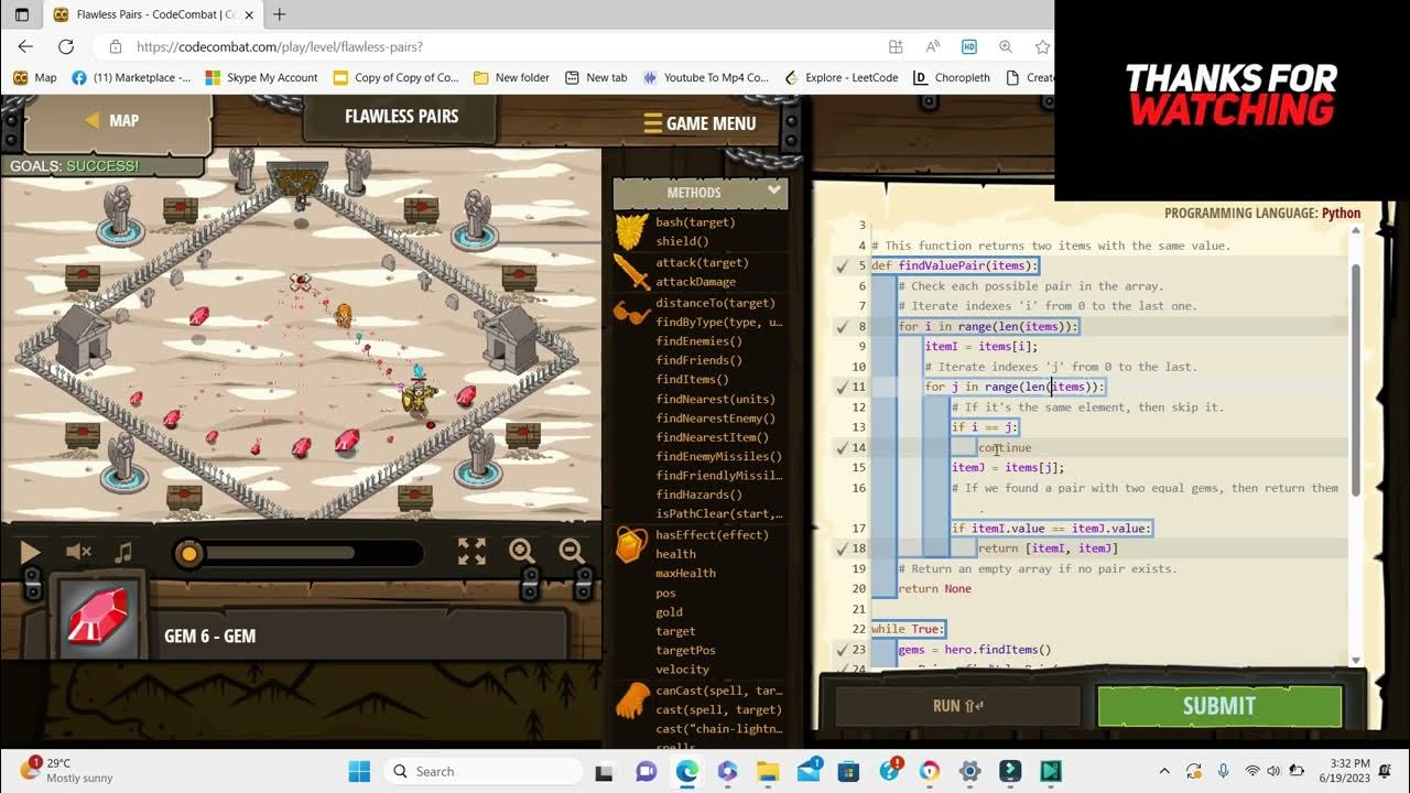 Flawless Pair in Codecombat python - YouTube