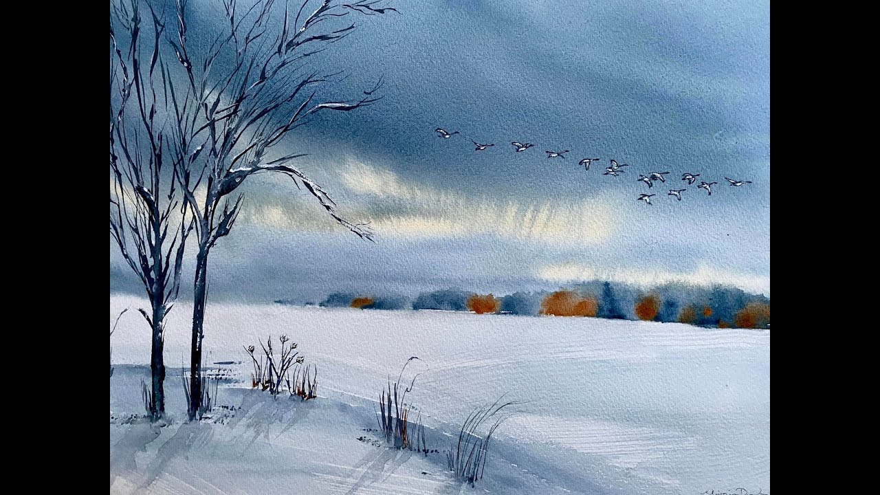 Watercolor Snow Scenes Lot 957: Arthur Meltzer Small Watercolor Winter