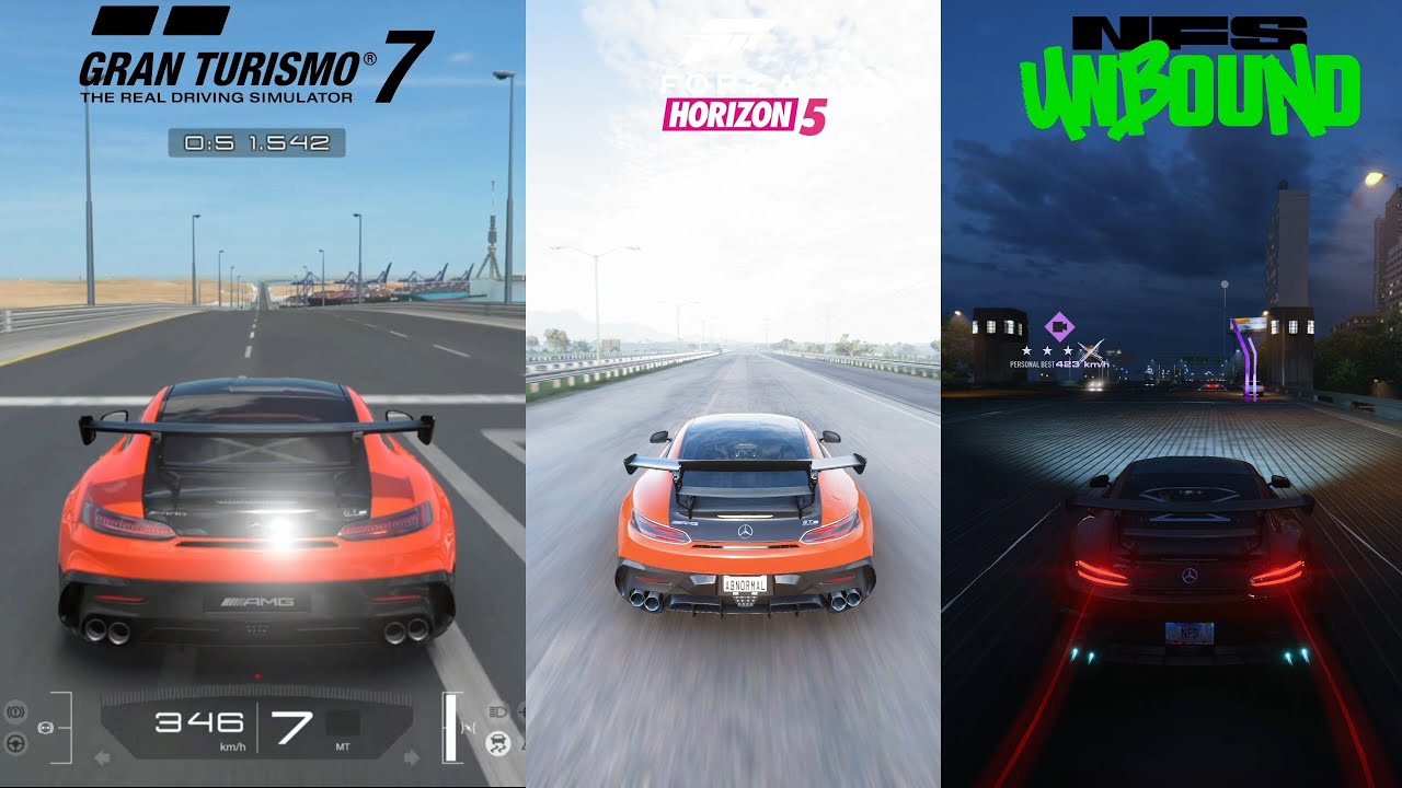 FH5 VS NFS UNBOUND VS GT 7 | MERCEDES AMG GT BLACK SERIES ENGINE SOUND ...