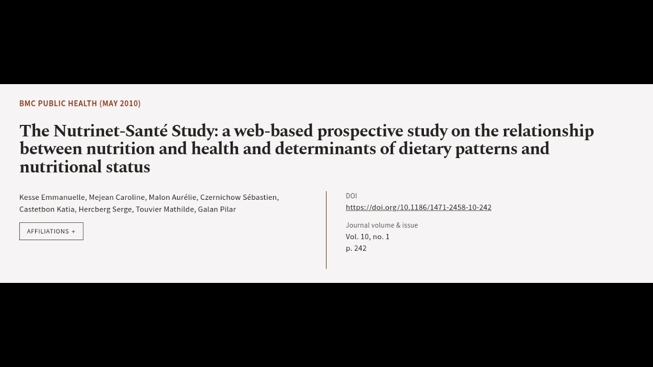 The Nutrinet-Santé Study: a web-based prospective study on the ...