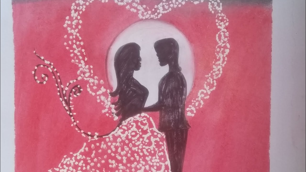 Beautiful couple drawing with red background - YouTube
