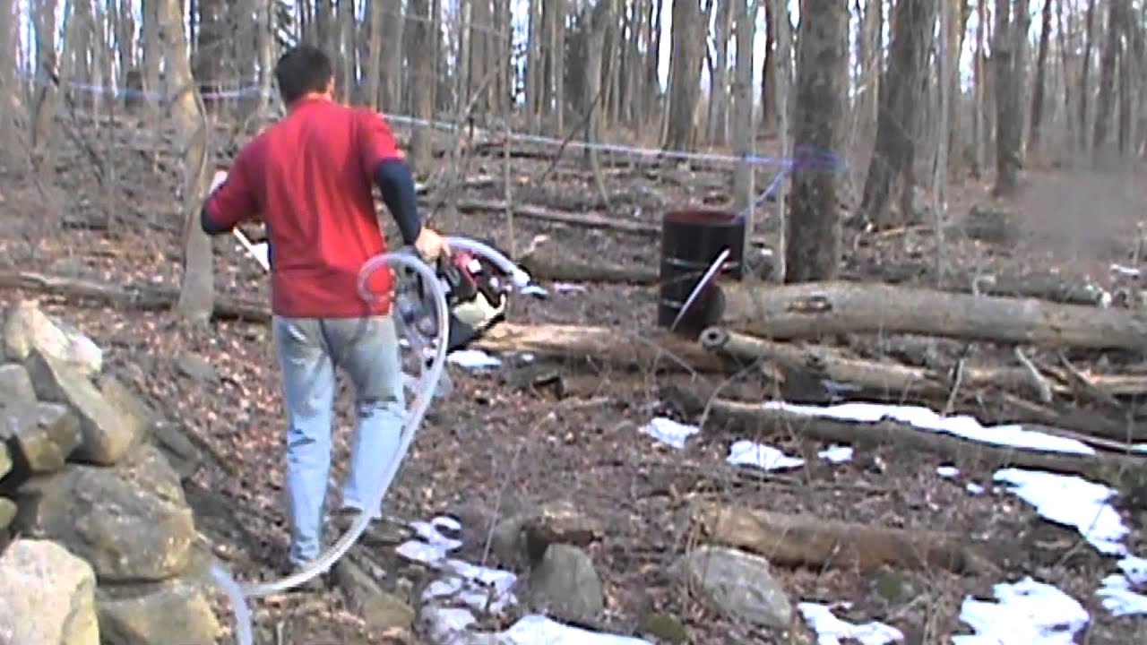 How we transport maple sap to be processed into maple syrup - YouTube