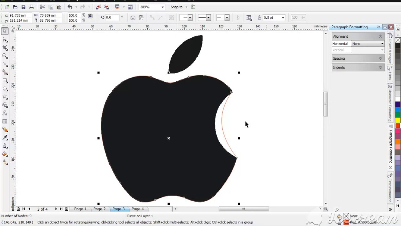 Tutorial / Belajar / Cara Membuat Logo Apple Menggunakan Coreldraw x4 ...