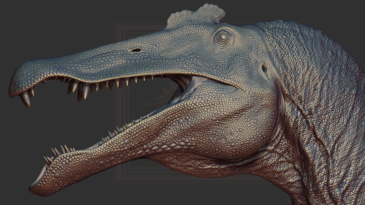Spinosaurus skin model sculpt complete - YouTube
