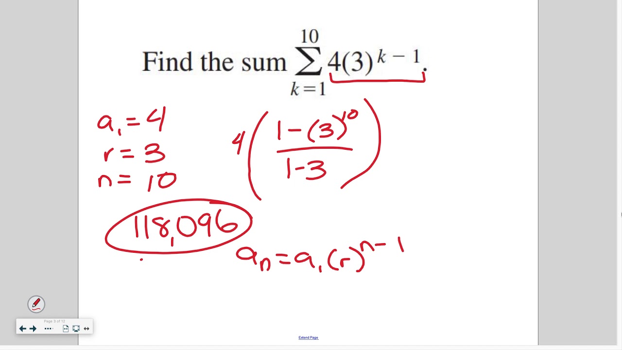 Algebra II Geo Series Sum video - YouTube