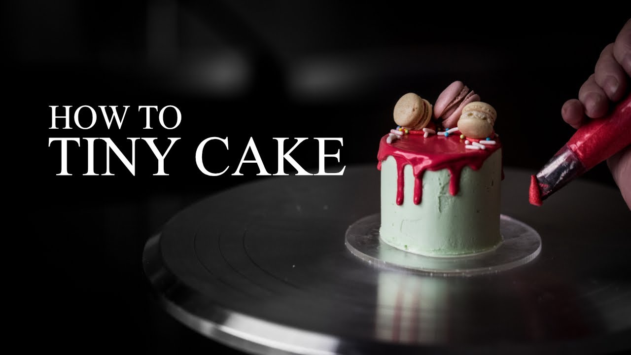 How To Make a Mini Drip Cake with Tiny Macaron | Cake Decorating School - YouTube