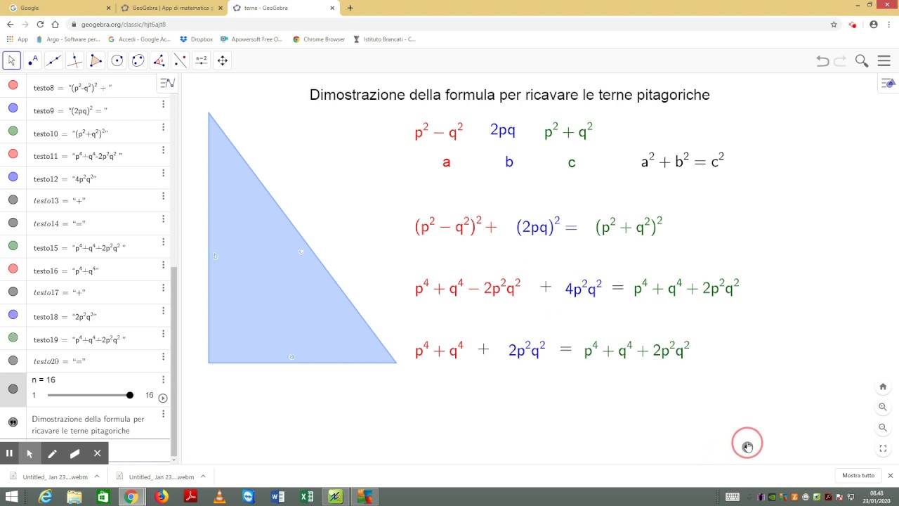 Dimostrazione matematica della formula per ricavare terne pitagoriche ...
