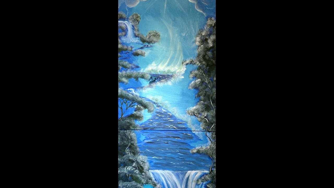 BLUE Waterfall Painting - YouTube