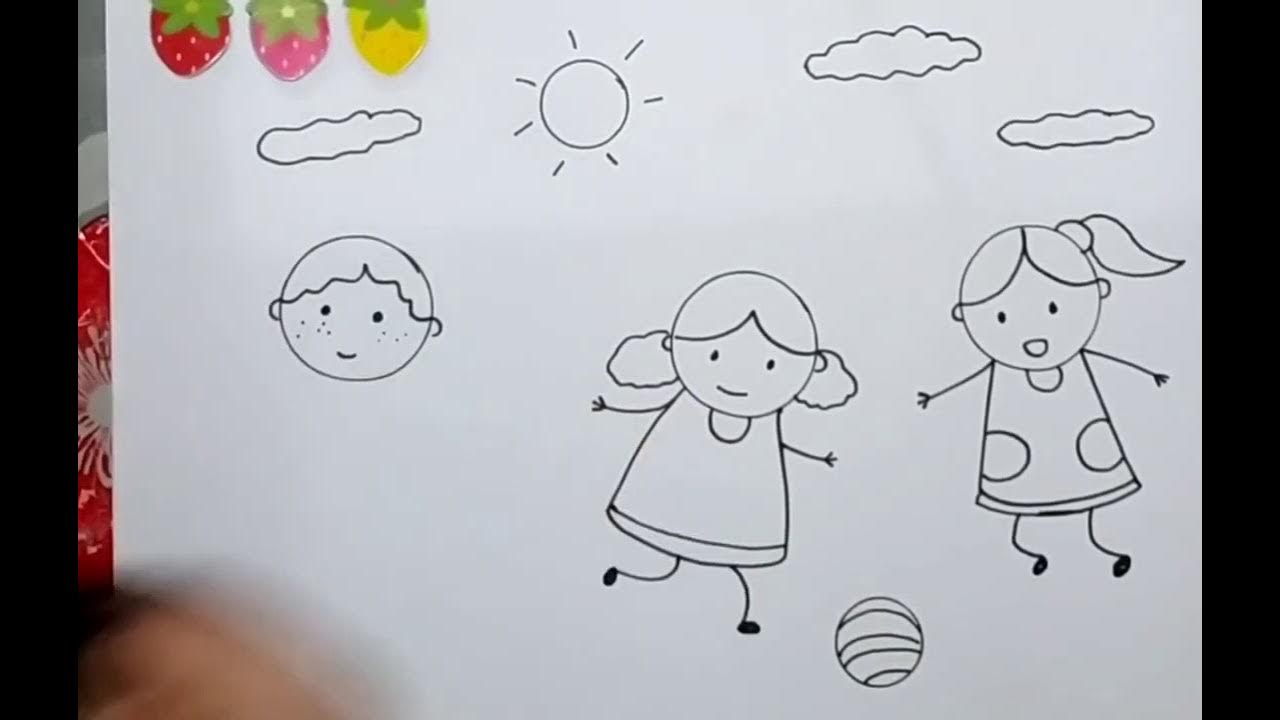طريقة رسم اطفال يلعبون بالكرة - How to draw kids playing football for ...