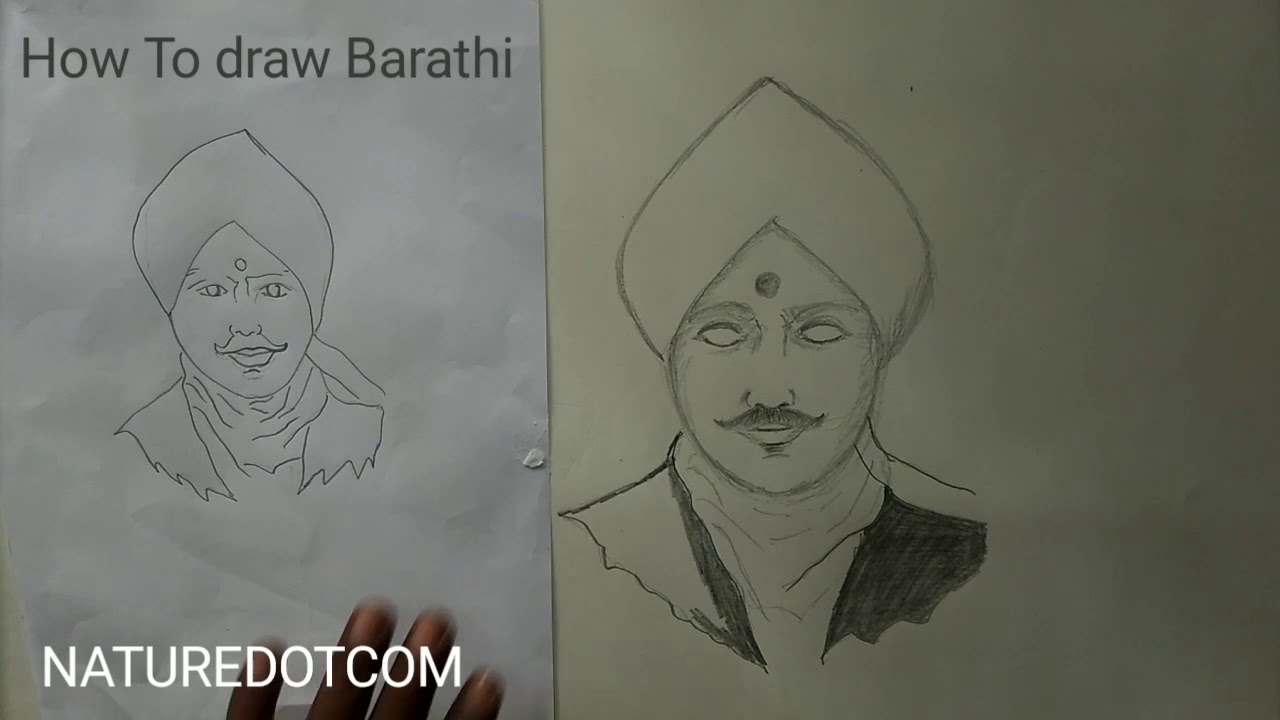 How to Draw Bharathiyar pencil Drawing/138th Birthday Special/DIY easy ...