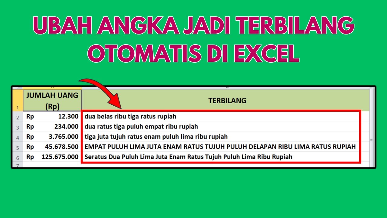Rahasia Excel: Ubah Angka Jadi Huruf Terbilang dalam Sekejap - YouTube