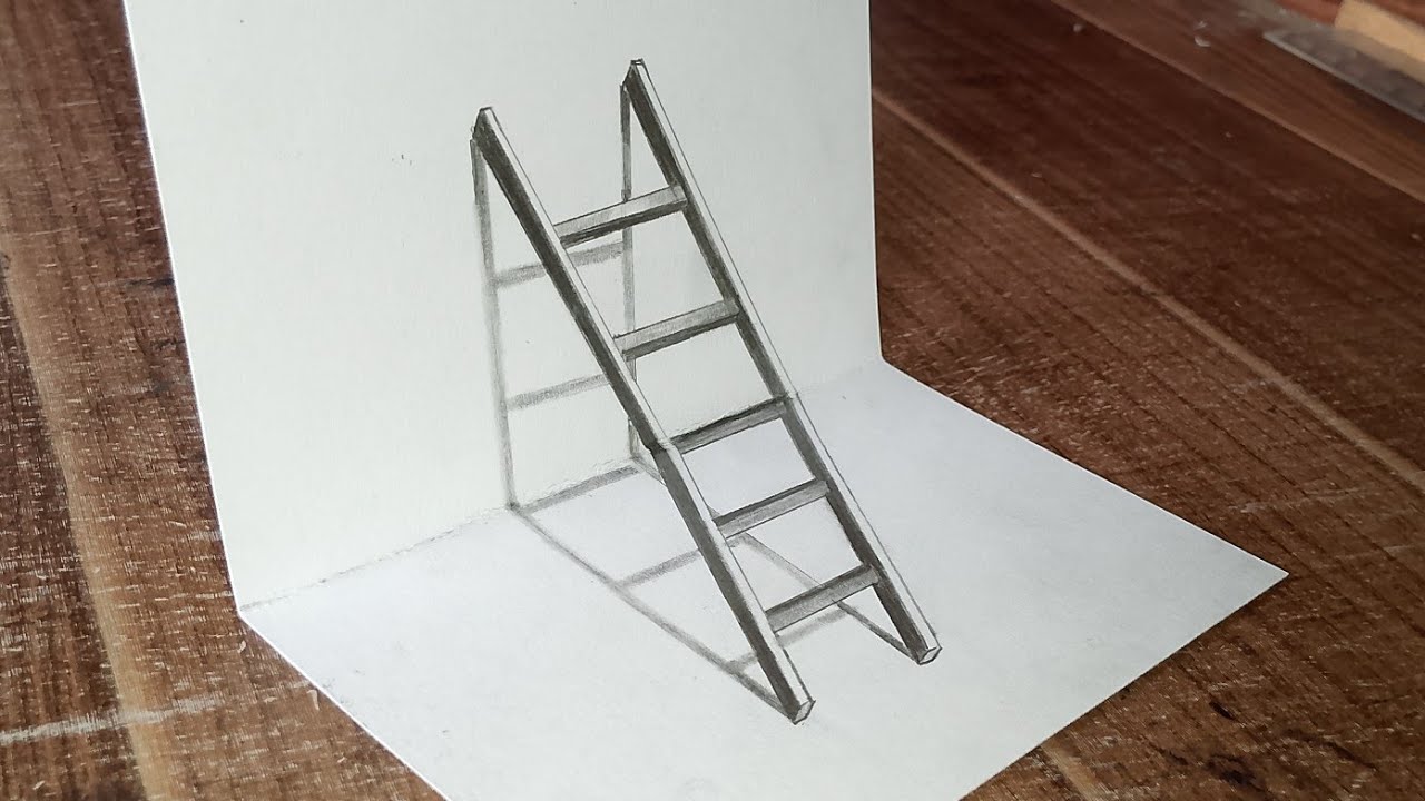 How to Draw Easy! 3D ladder on paper for beginners Trick Art - YouTube