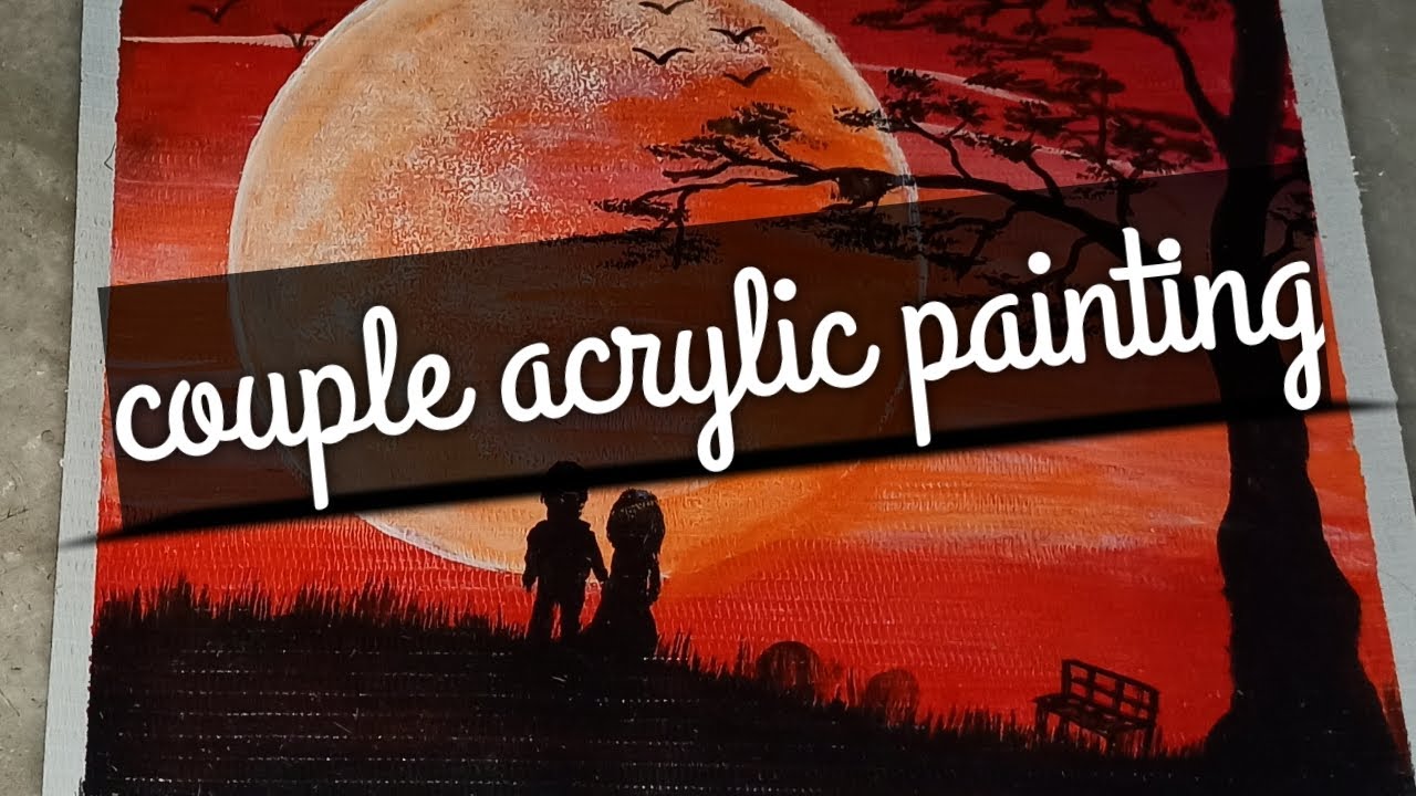 A Romantic Couple Acrylic Painting/A Moonlight Couple acrylic painting ...