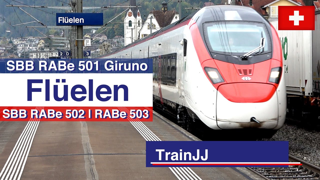4K SBB Giruno "Smile" RABe 501 | Stadler EC250 | Bahnhof Flüelen Switzerland | RABe 502 | RABe ...