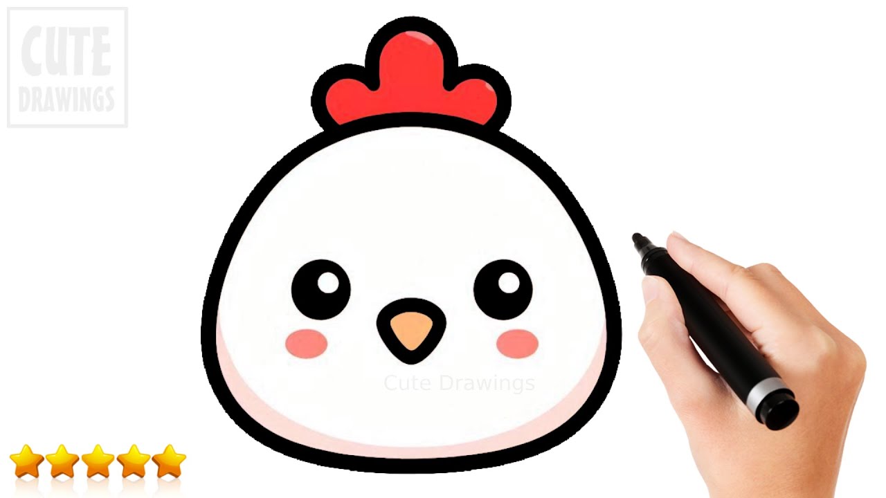 How To Draw A Chicken Face (Easy and Cute) - YouTube