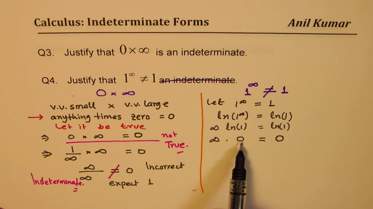 Calculus 2 Indeterminate Forms Why ONE To The Power INFINITY Is NOT