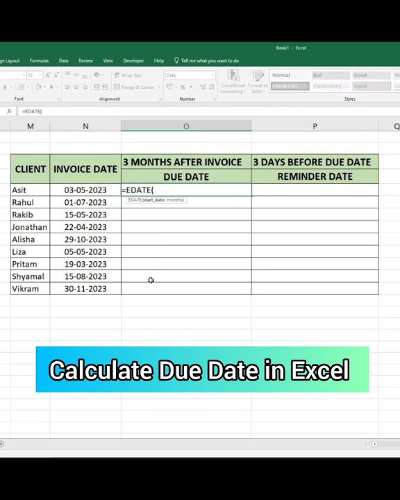 Calculate Due Date in Excel | Learn advance formula tutoring - YouTube