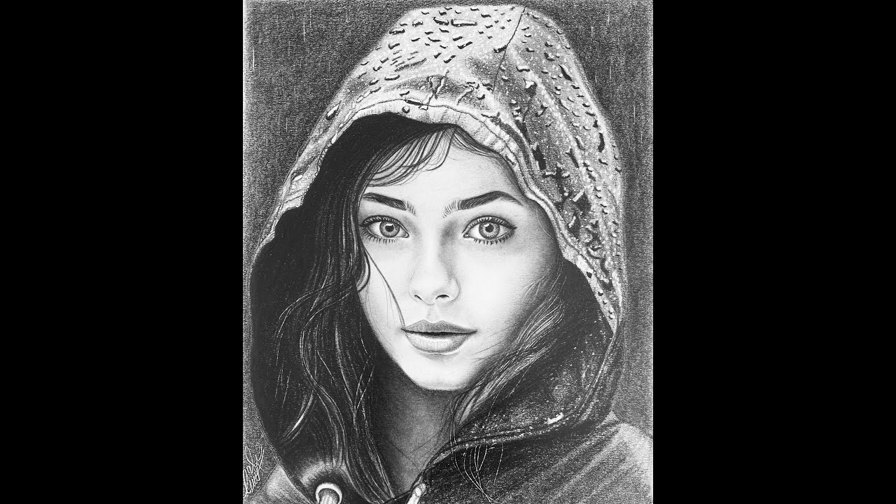 how to draw a girl in the rain | pencil drawing tutorial | quick sektch ...