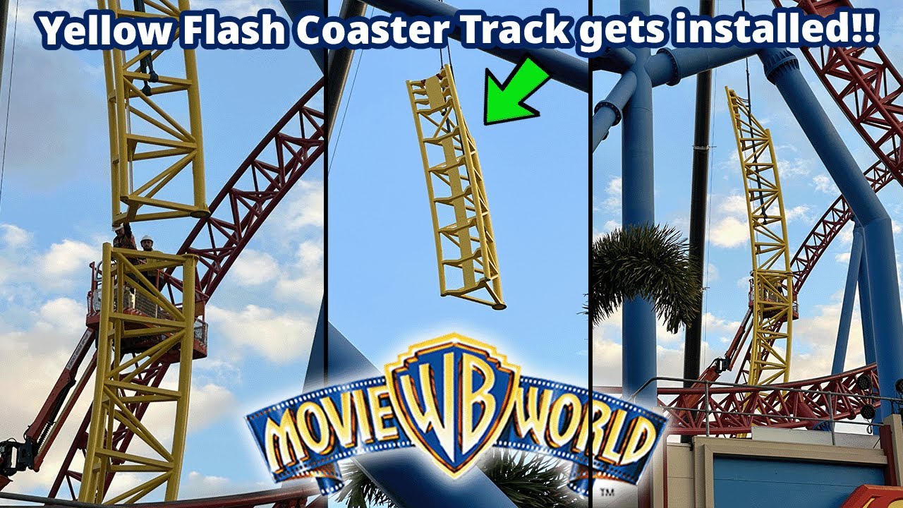 Movie World Flash Roller Coaster Track Gets Installed Mini Theme Park Update Youtube