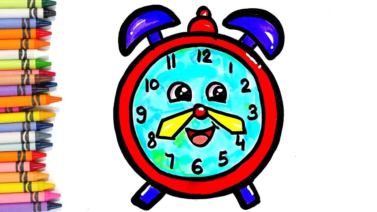 How to Draw an Alarm Clock, Drawing, Coloring, Painting For Kids ...