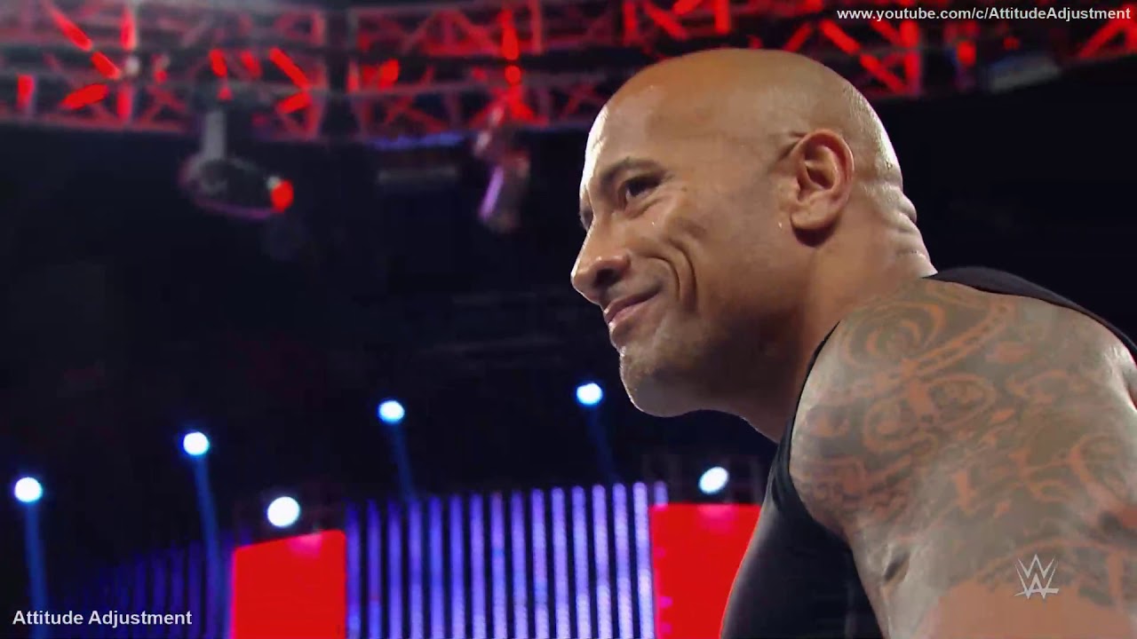 The Rock RETURNS to RAW and confront Rusev & Lana (INSANE POP) (Part 1 ...