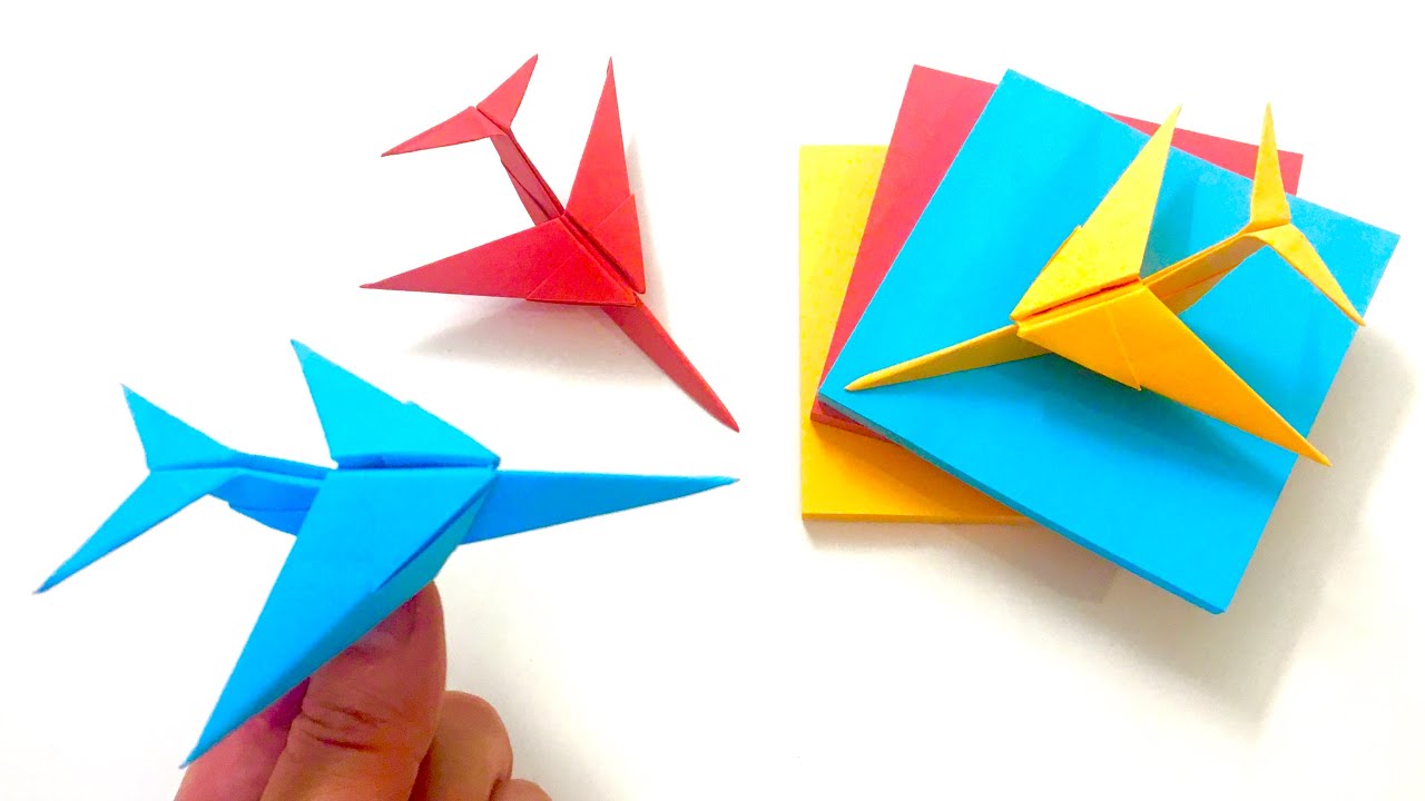 How to make Paper Airplane Origami - Sticky Note Origami Airplane Paper ...