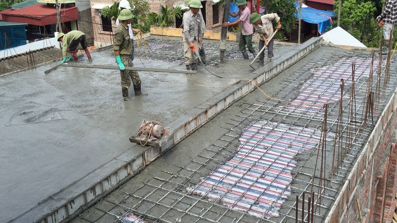 Techniques Construction Roof Using Ready Mixed Concrete // Building ...