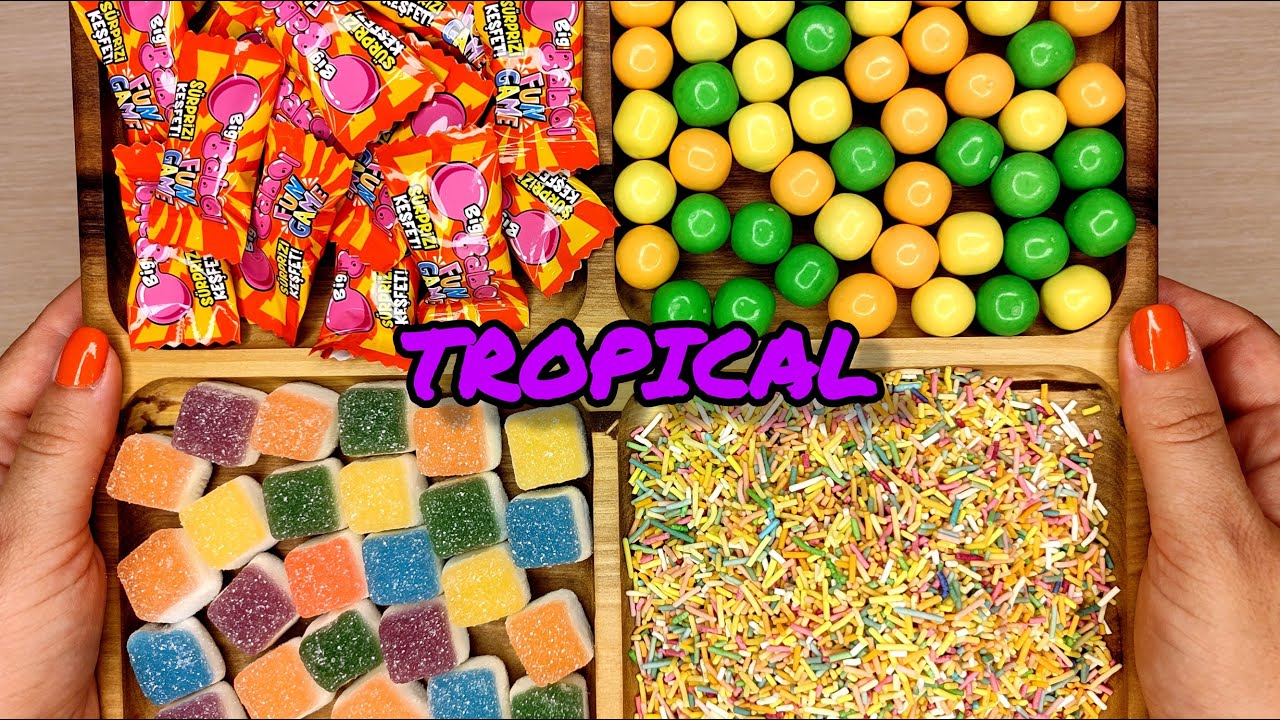 ASMR| Filling Platter with Sweets| Haribo Sound Cubes|Tropical Mix ...