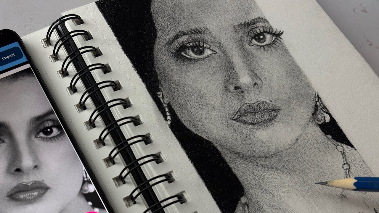 REKHA | portrait | sketch | drawing - YouTube