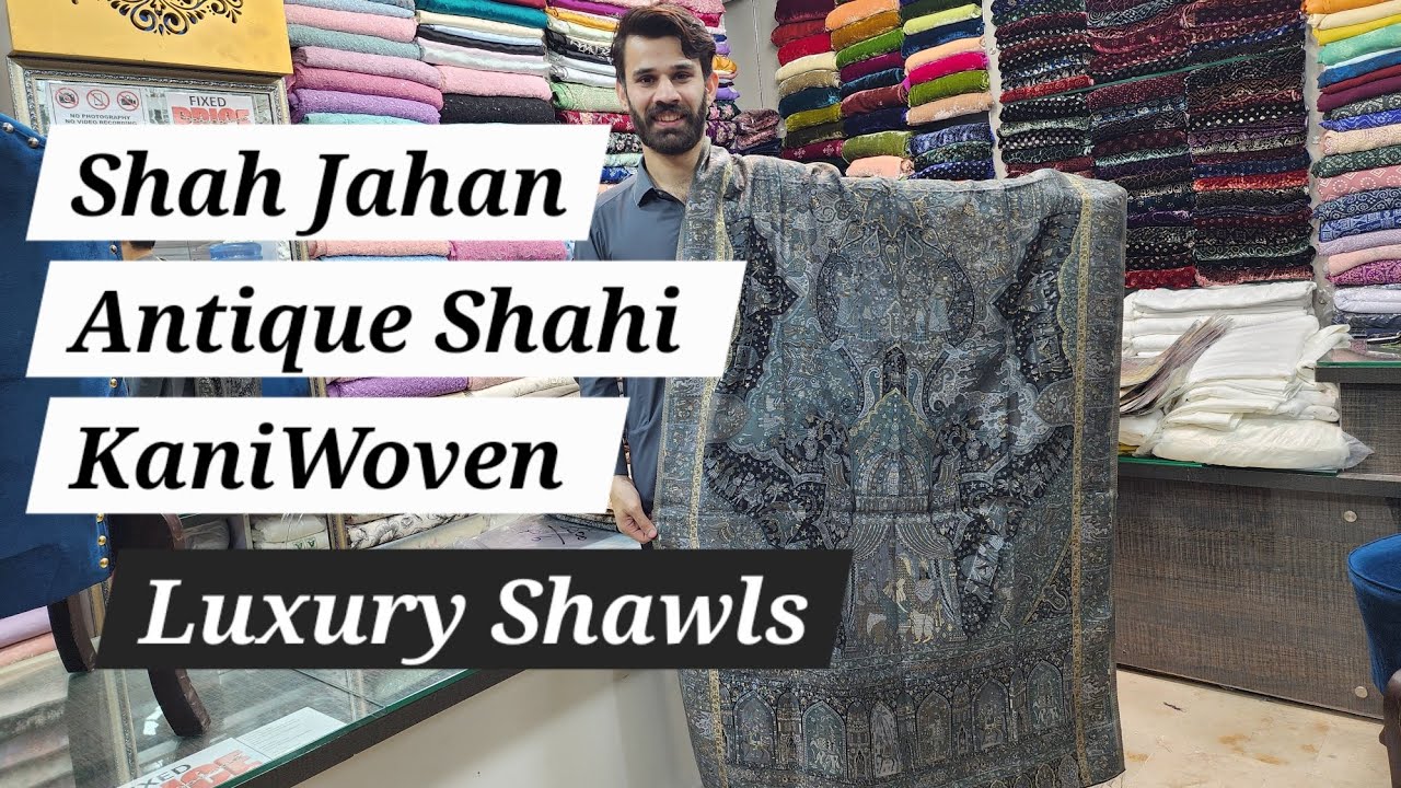 Kani Weaving Shah Jahan Antique Shahi Kani Shawl Moonlight Base Fabric ...