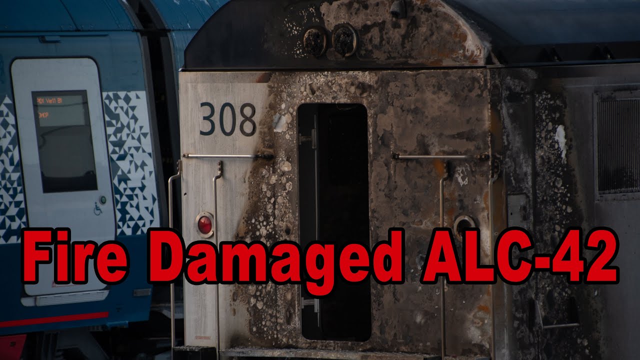 Fire Damaged ALC-42 308 - Amtrak - YouTube